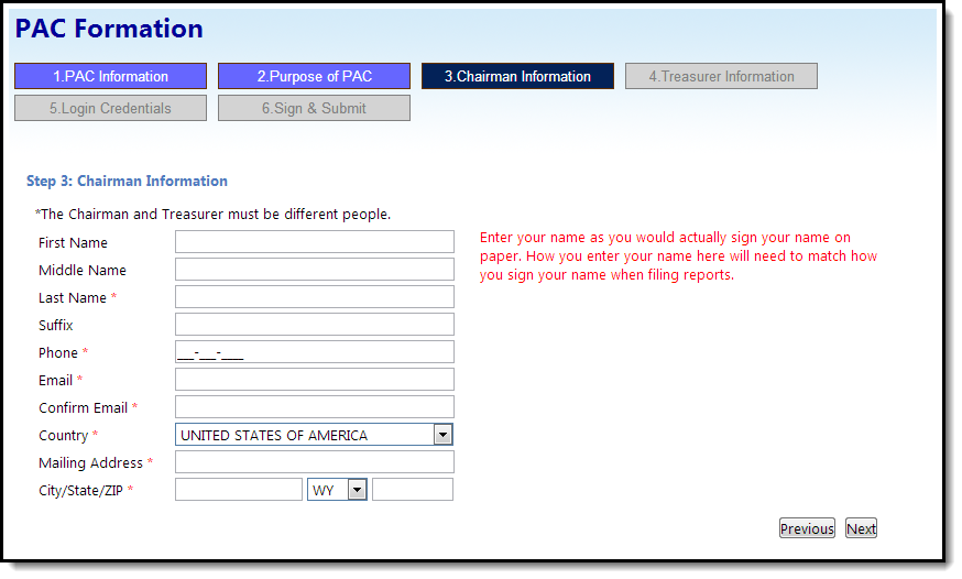 WYCFIS Home Page > Need an Account? > PAC